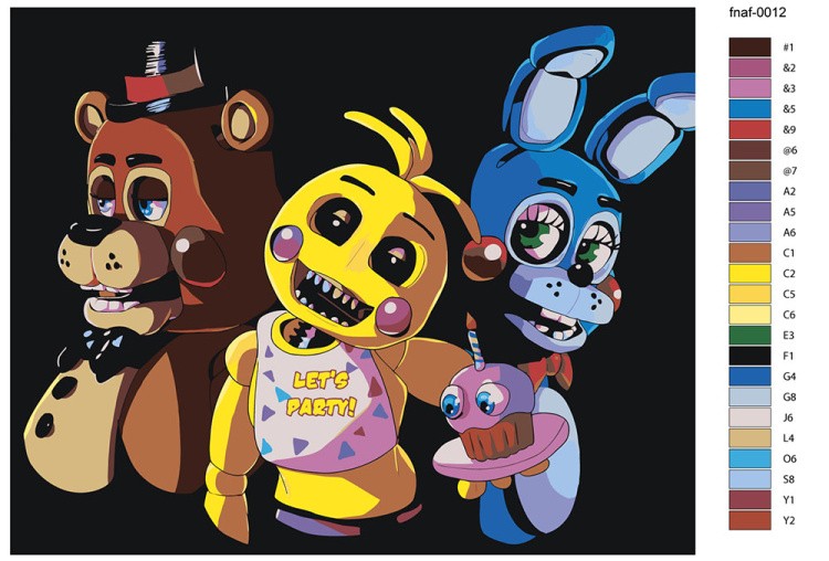 Картина по номерам «Фнаф Freddy's Фредди, Бонни, Чика 2» EVEE-fnaf-0012 ...