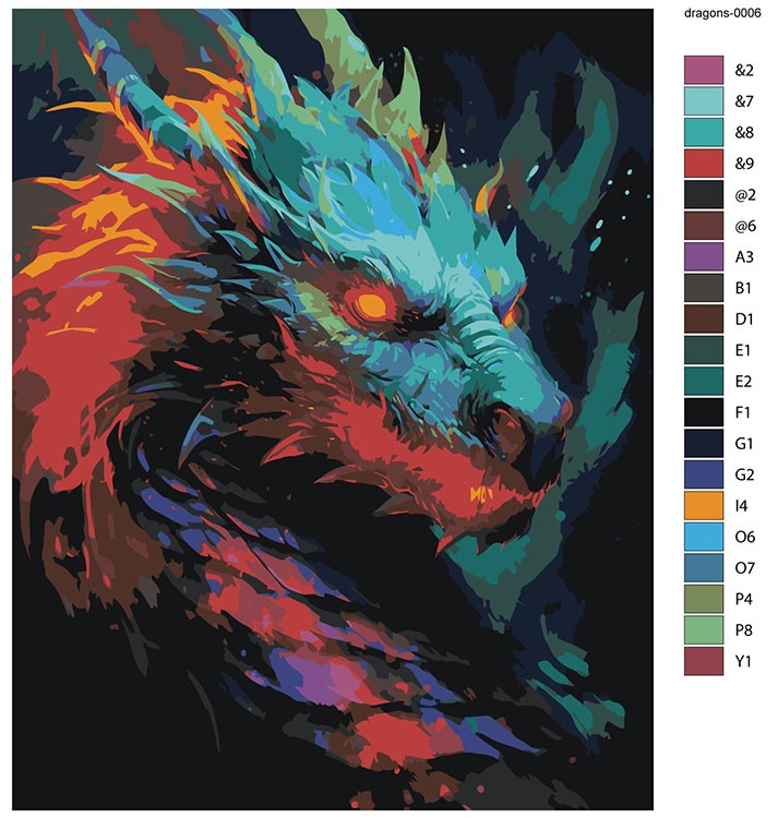 Картина по номерам «Красочный огненный дракон» EVEE-dragons-0006 ...