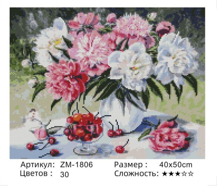 Алмазная вышивка «Пионы в Париже» ZM-1806 Колибри 40x50 см - купить ...
